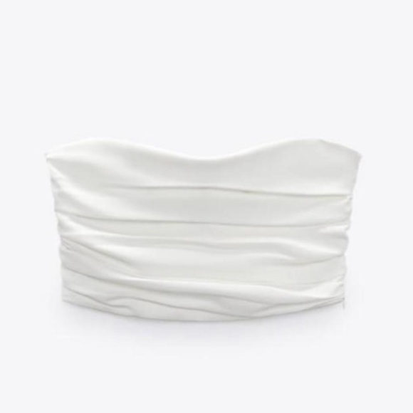 Zara | Tops | Zara White Draped Fabric Cropped Tube Top | Poshmark